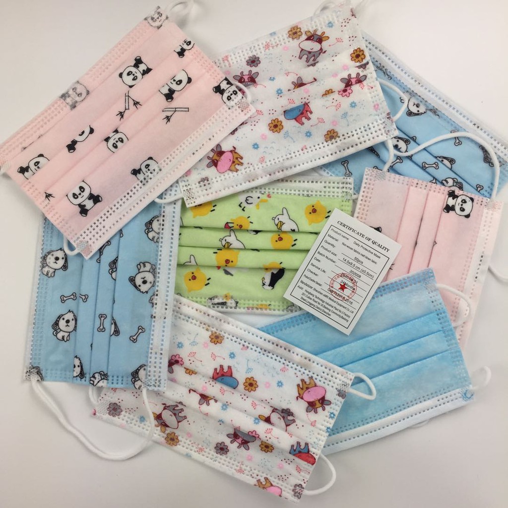 Ready Stock 50pcs Kids 3ply Disposable Cartoon Face Mask | Child Budak ...