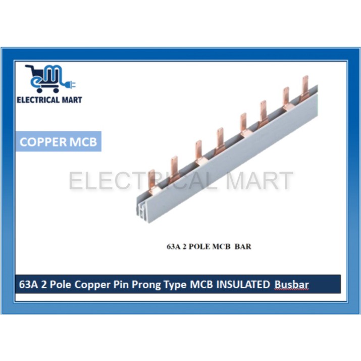 Hager 63A 2 Pole Copper Pin Prong Type MCB INSULATED Busbar HAGER 24MOD ...