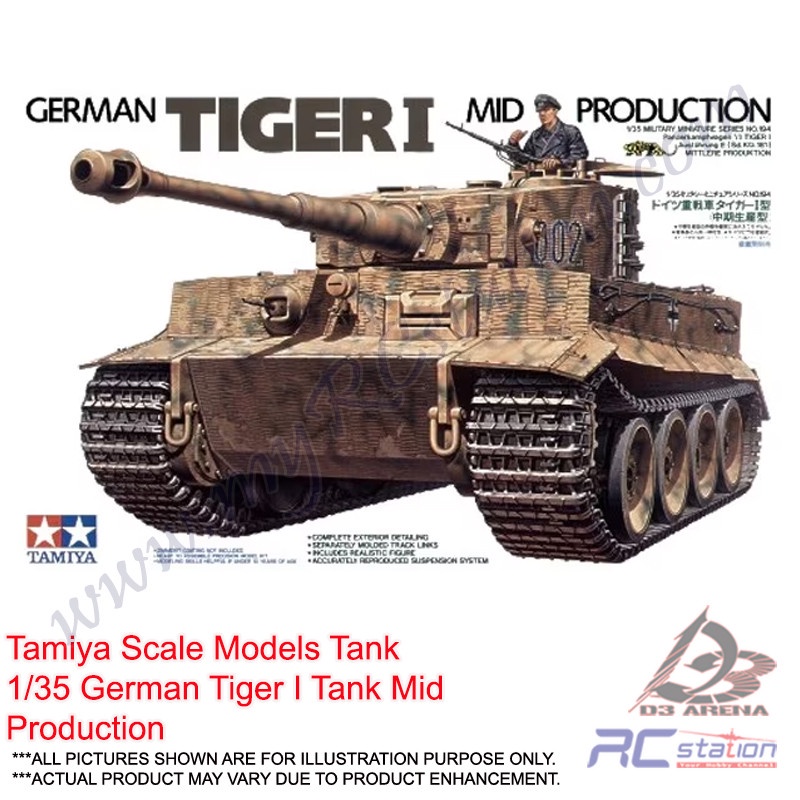 Tamiya Scale Models Tank #35194 - 1/35 German Tiger I Tank Mid ...