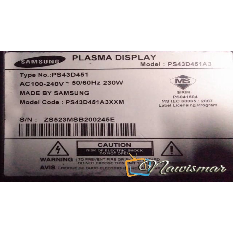 SAMSUNG PLASMA PS43D451A13 | Shopee Malaysia