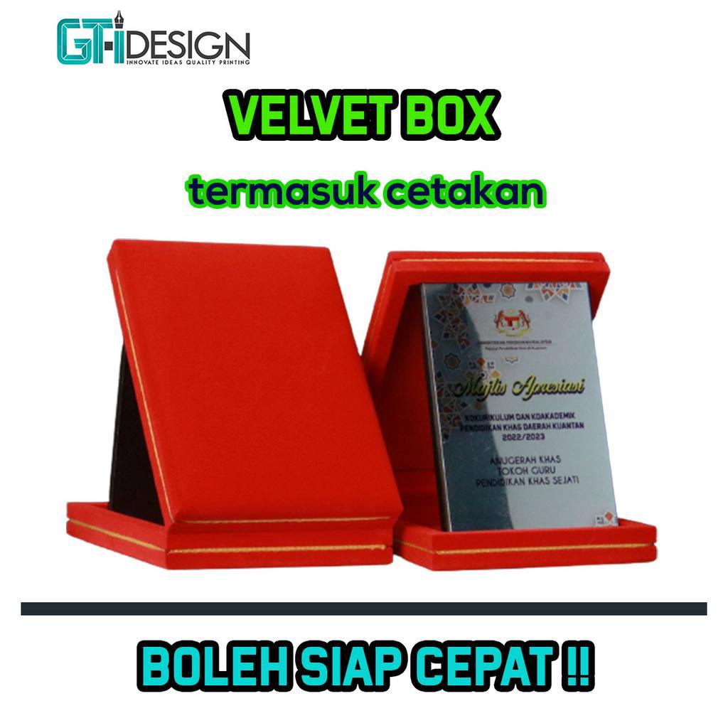 PLAK VELVET DENGAN CETAKAN DI ATAS PLATE METAL/ PLAQUE / GIFT BOX ...