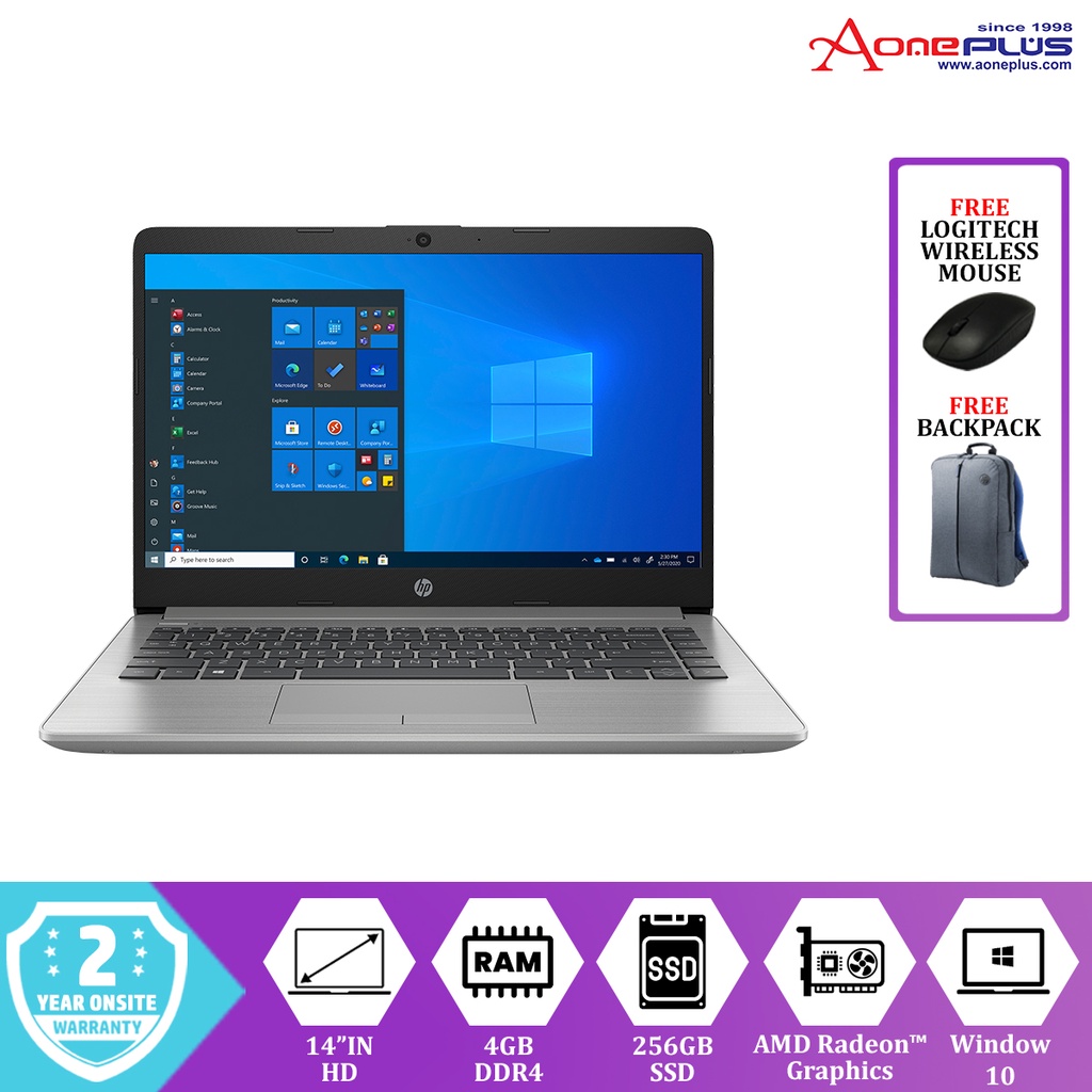 HP 245 G8 Notebook (450D2PA#UUF) Silver - (14IN HD/AMD Ryzen 3-3300U ...