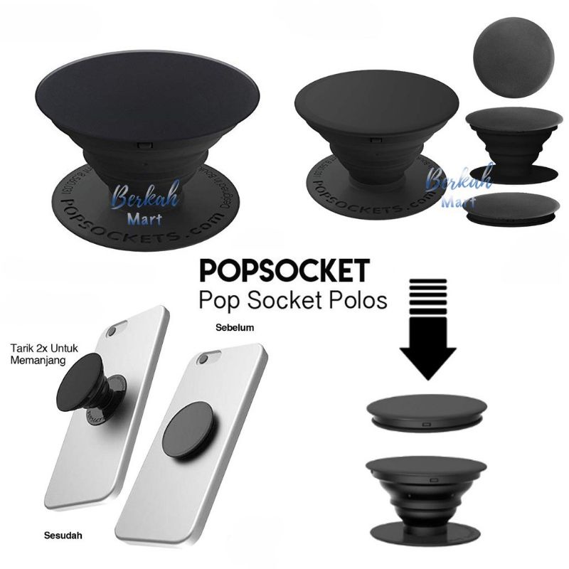 Pop Socket Popsocket Plain Pop Up Socket Ring Stand Popsoket | Shopee ...