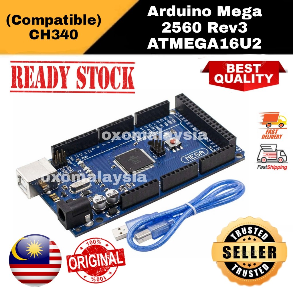 Arduino Mega 2560 Rev3 ATMEGA16U2 (Compatible) CH340 | Shopee Malaysia