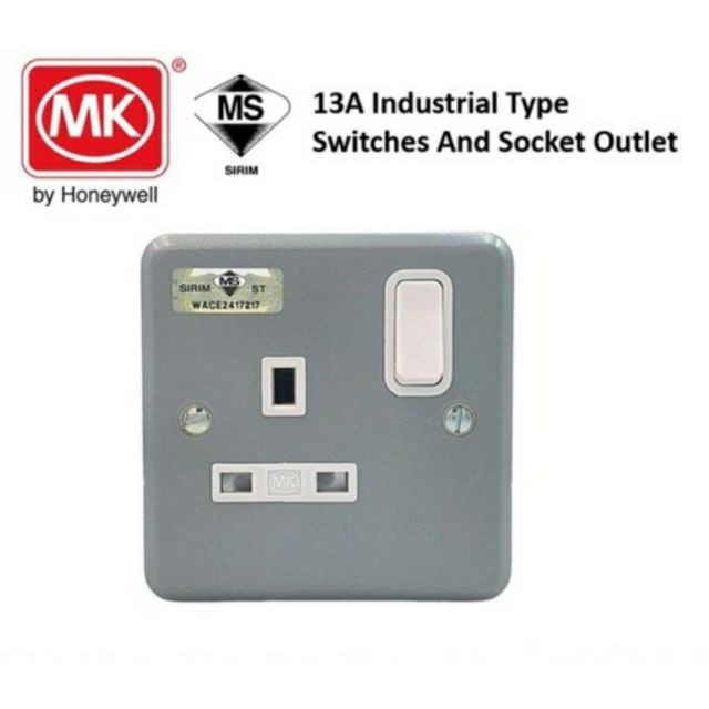MK 2977 13A Metal Socket Metal Clad Switch Socket / MK Socket Outlet ...