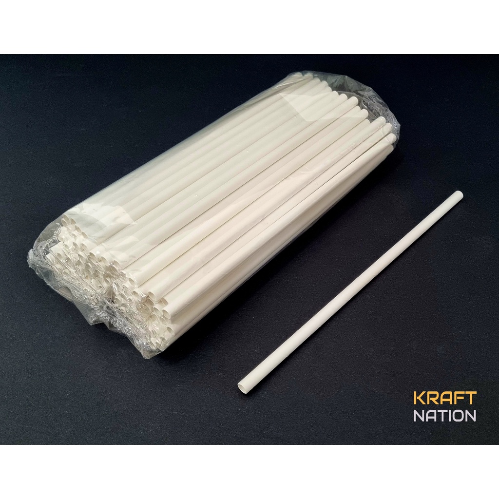 [Eco] 100pcs Kraft Paper Straw 200 x 6mm with end flat Biodegradable ...