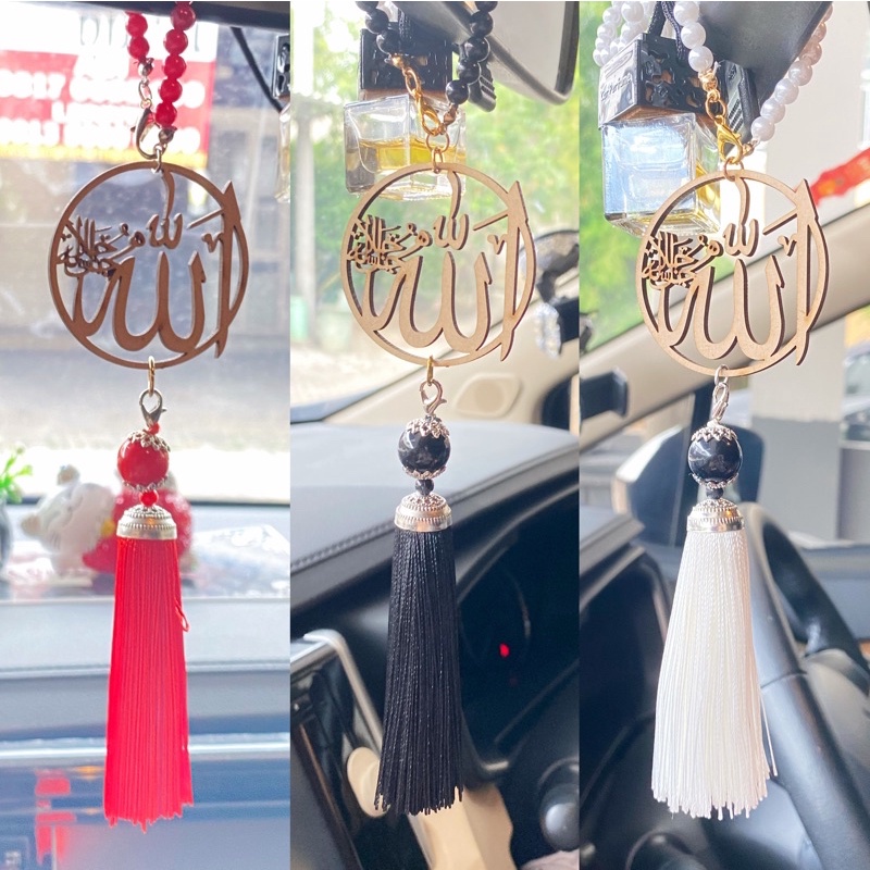 GANTUNGAN NABI Allah car mirror hanger, wooden car mirror hanger ...