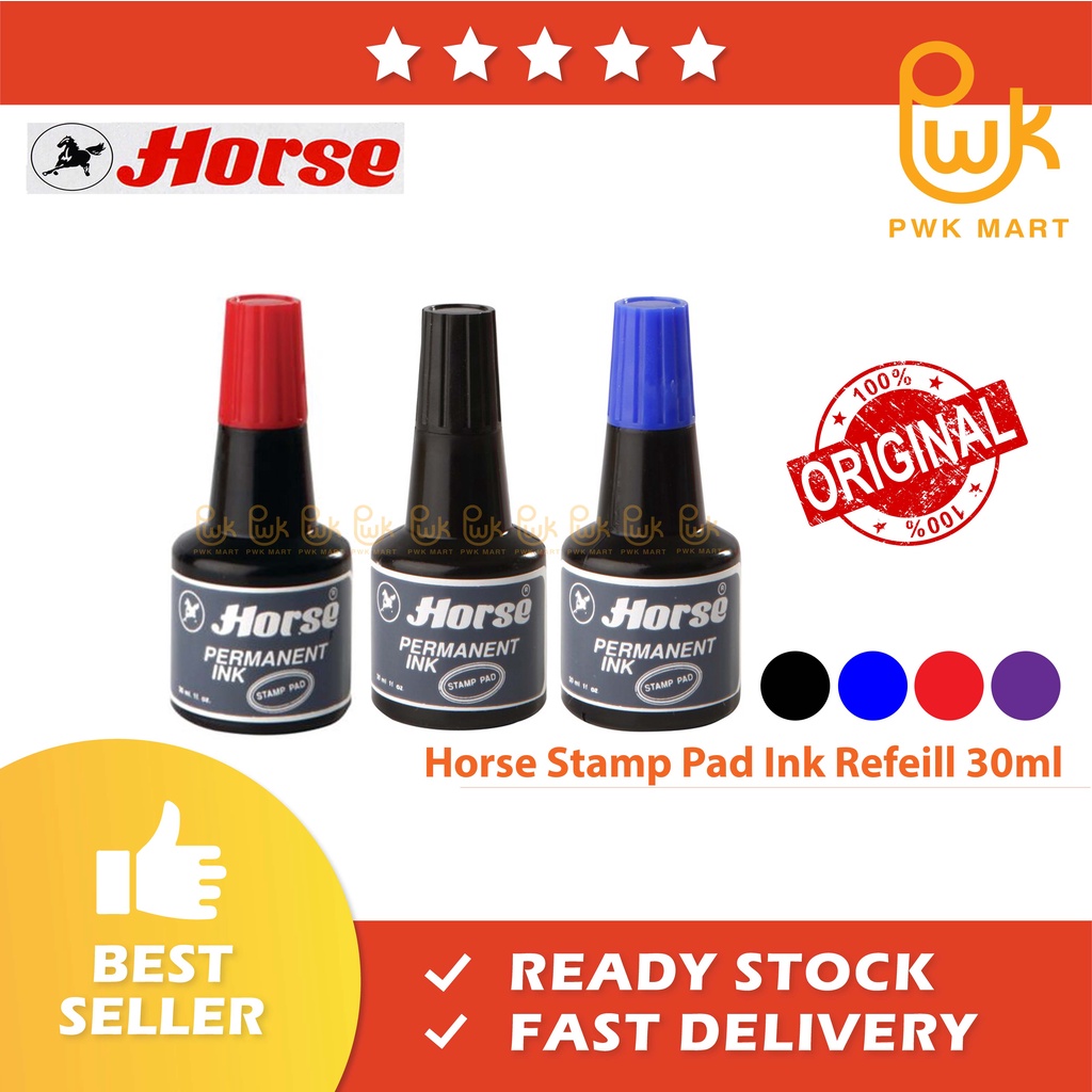 HORSE STAMP PAD INK ENDORSING INK / Dawat Ink Chop 30ML 🐎 (WITHOUT OIL ...