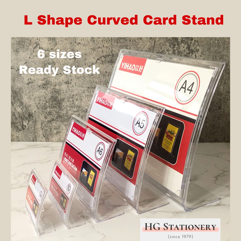 6 Sizes L-Shaped Curved Card Stand Transparent Acrylic /Menu Stand ...