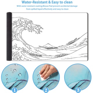 white Great Wave Mousepad Extended Mousepad Large Gaming Mousepad ...
