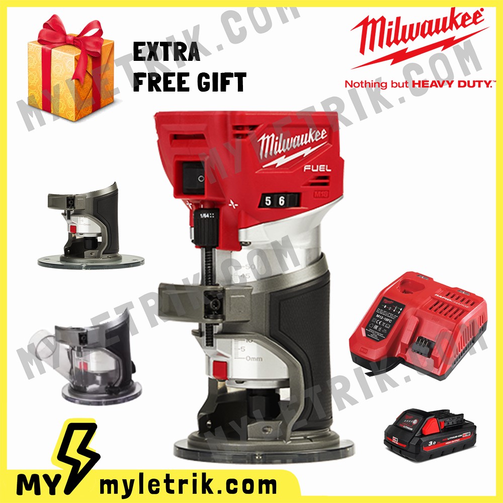 Milwaukee M18 FTR Fuel Trim Router W/Kit 3.0AH Brushless Motor | Shopee ...
