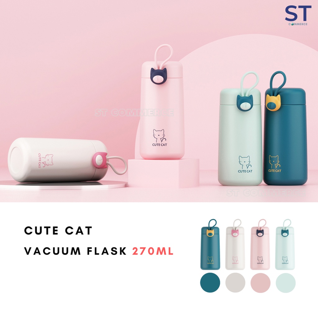 Cute Cat Kitty Design Thermal Flask Vacuum Flask Keep Warm and Cold Kid ...