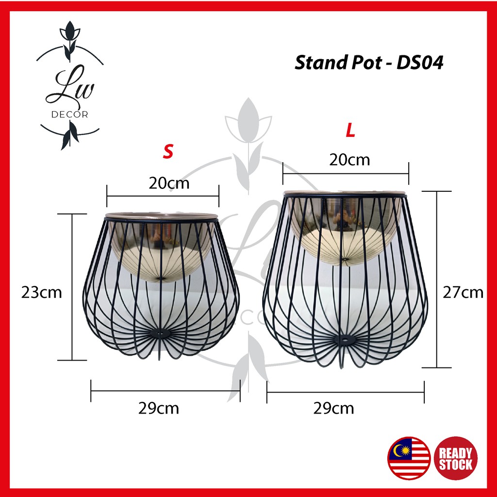 LWDECOR Gold Iron Flower Pot Stand Plant POT 6 Jenis Pasu bunga hiasan ...