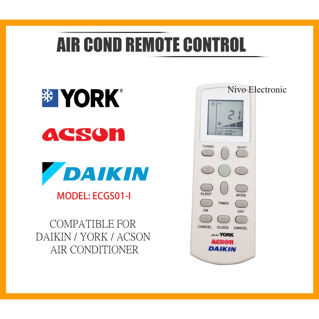YORK AIR CONDITIONER REMOTE CONTROL (ECGS01-i) | Shopee Malaysia