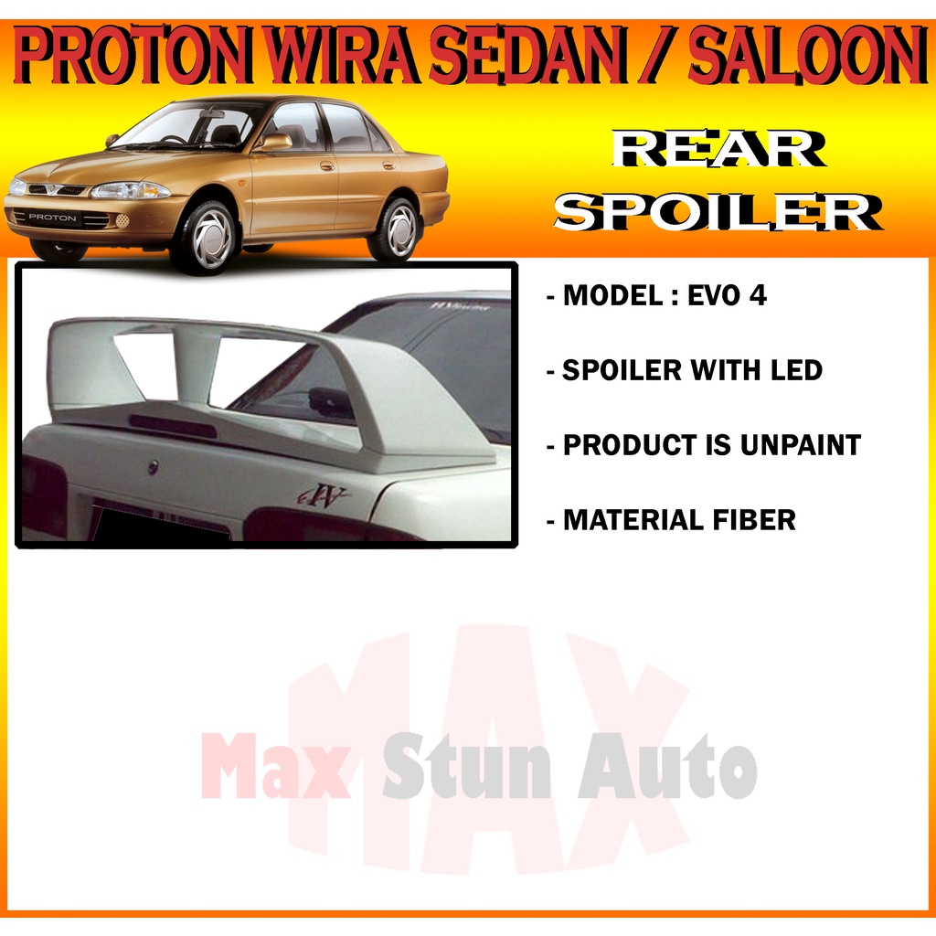 PROTON WIRA SEDAN SALOON REAR TRUNK SPOILER (FIBER SPOILER FOR WIRA ...