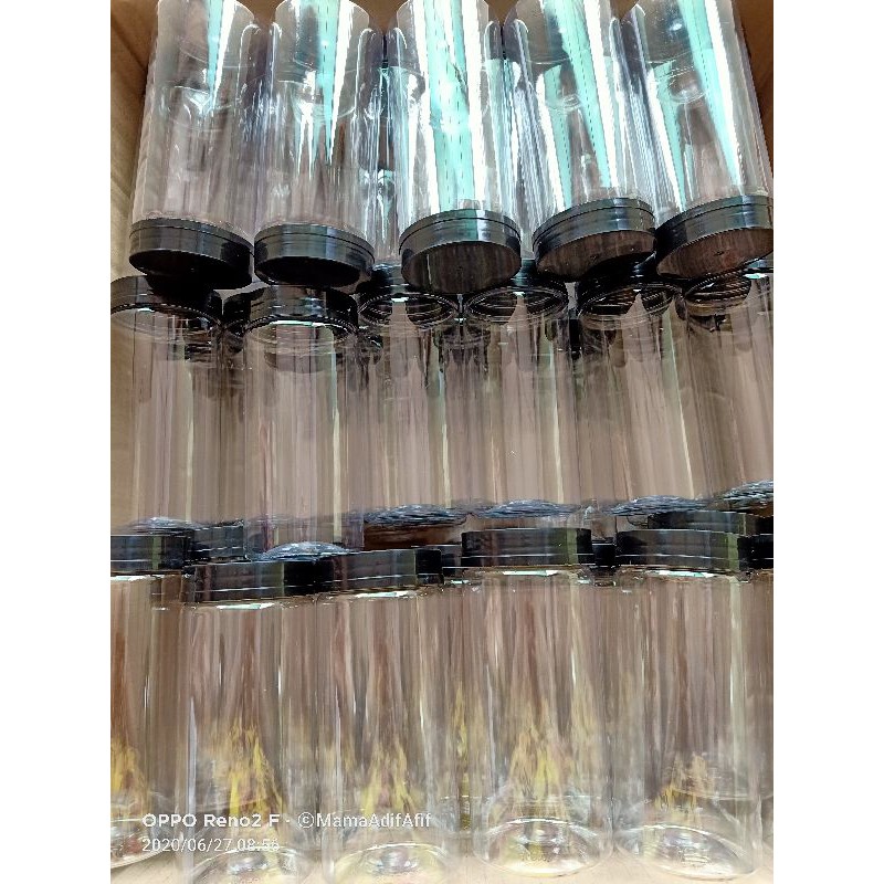 Botol balang canister panjang tutup hitam ungu Transparent | Shopee ...