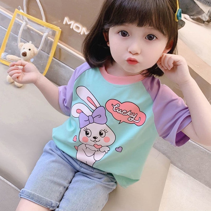 [0-9 years old] Cotton Girls T-shirt Children Short Sleeve Tops For ...