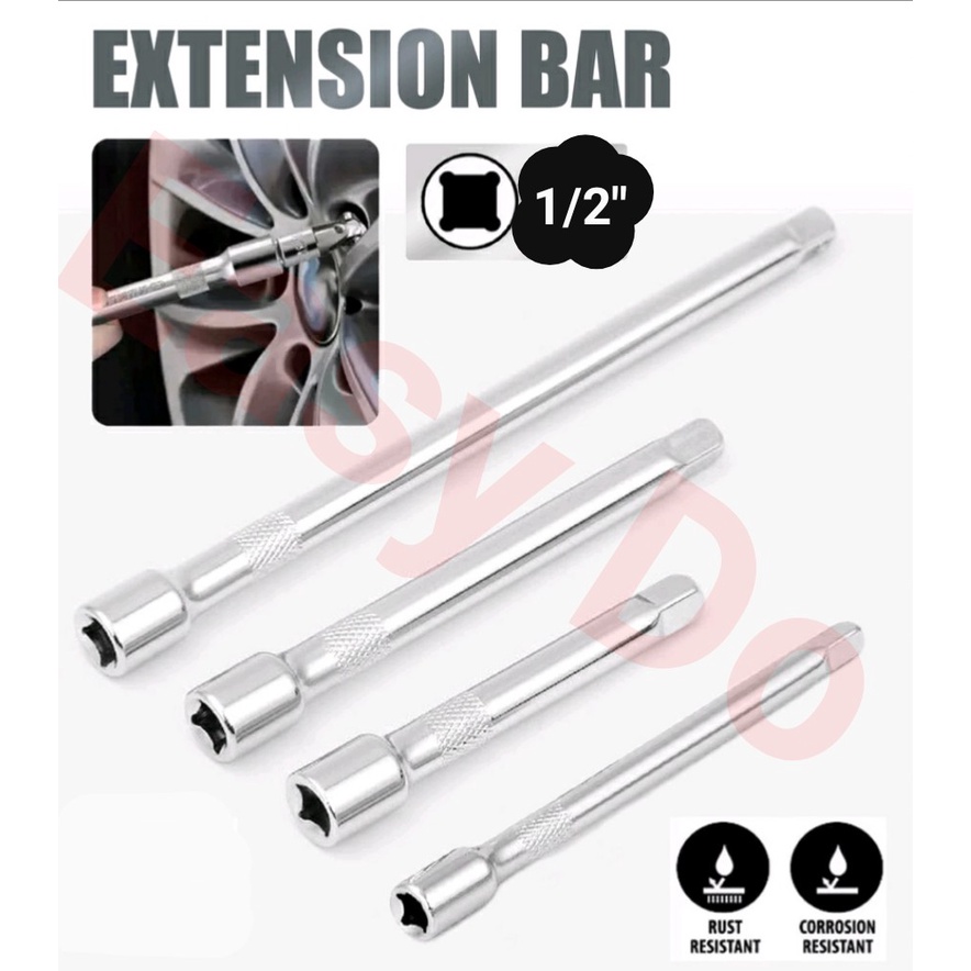 1/2 INCH Square Drive Socket Long Extension Bar 3" 4" 6’’ 10" Chrome ...