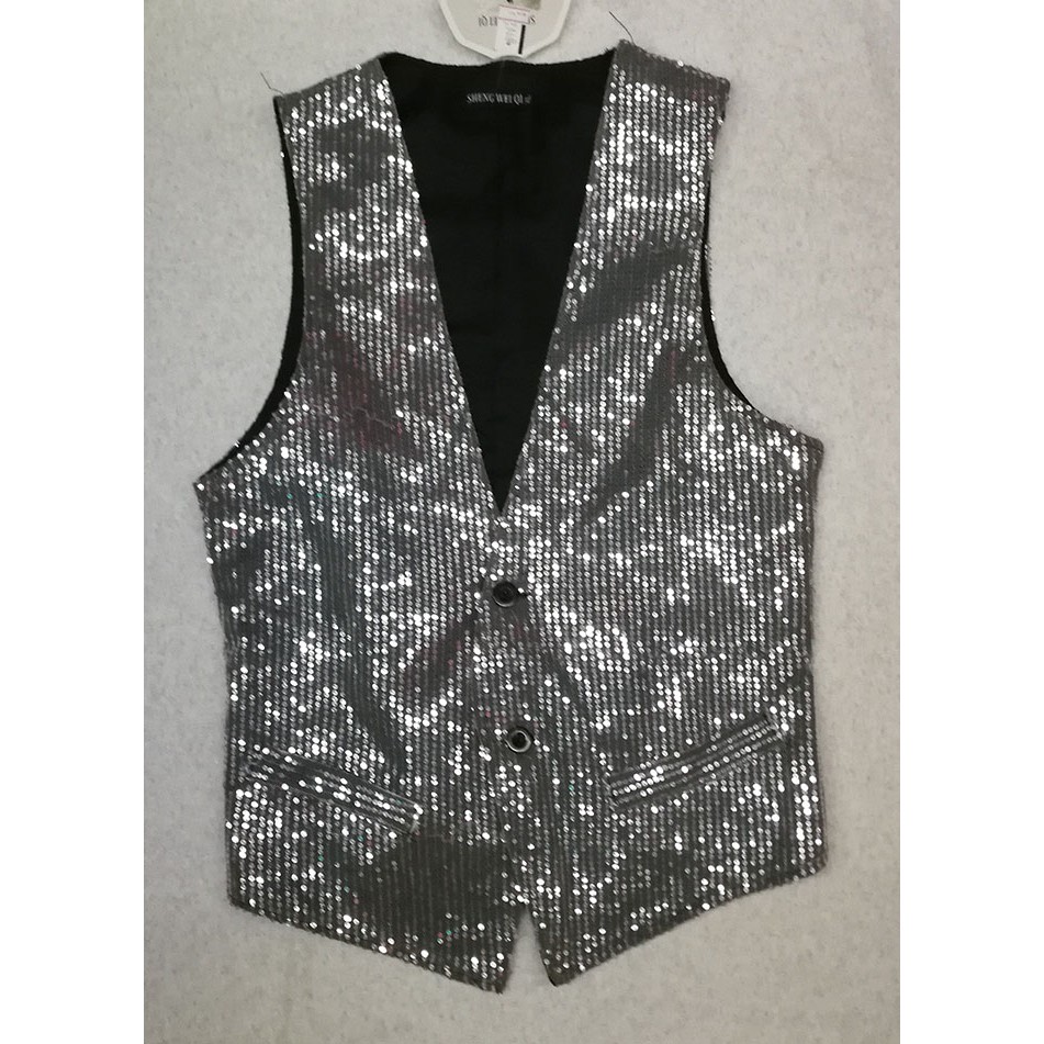 1032 Full Shinny Blinking Party Sequins Glitter Slim Fit Vest Casual ...