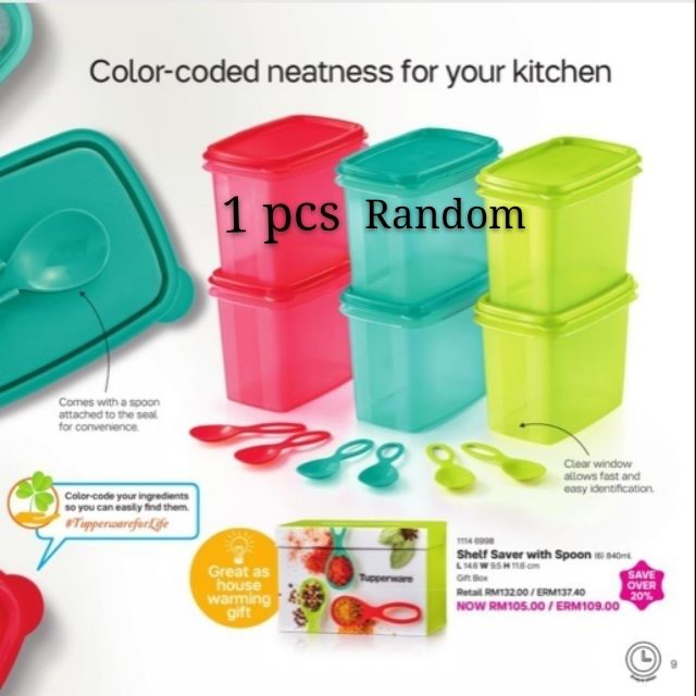 Tupperware Shelf Saver With Spoon 840ml ( random colour) | Shopee Malaysia