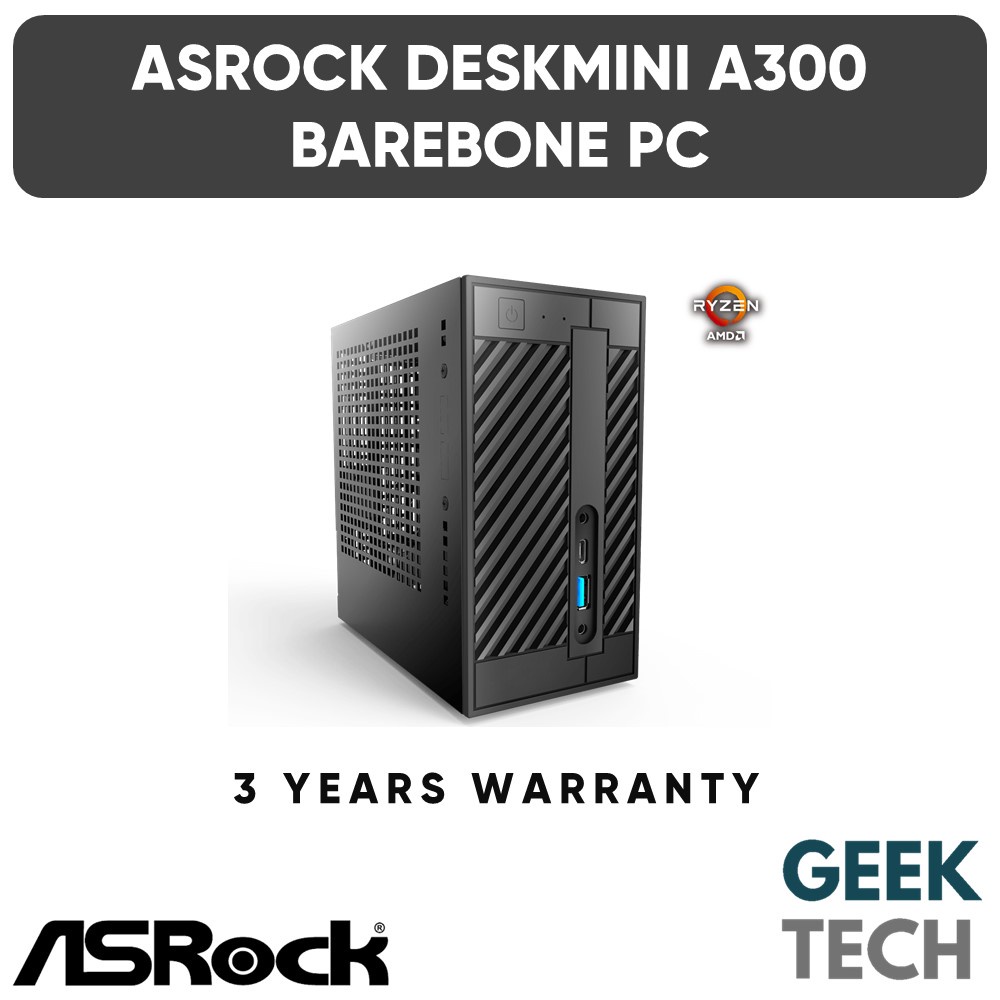ASROCK DeskMini A300 Barebone PC - Includes Motherboard, Chassis, CPU ...