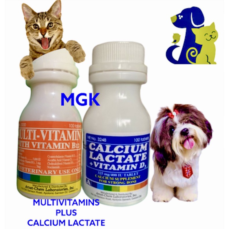 ARVET MULTIVITAMINS AND CALCIUM LACTATE PLUS VITAMIN B 12 FOR CAT DOG ...