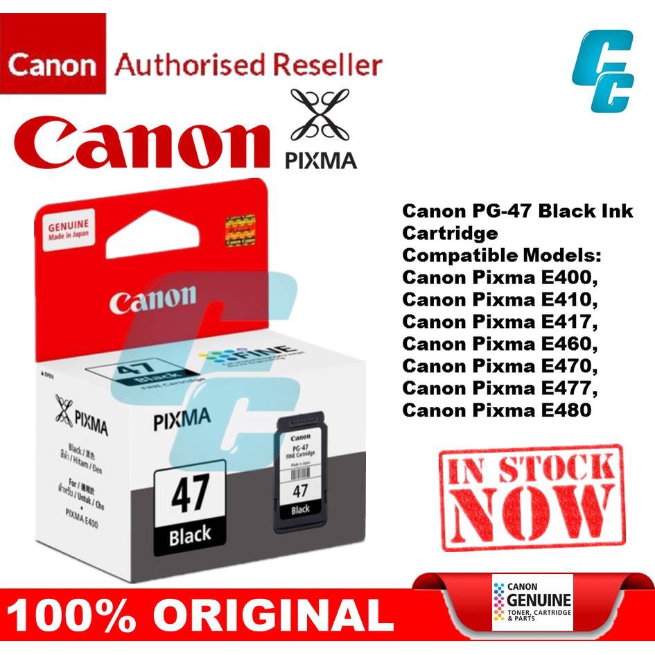 CANON PG-47 15ML BLACK INK CARTRIDGE PG47 *** E400 E410 E460 E470 E480 ...
