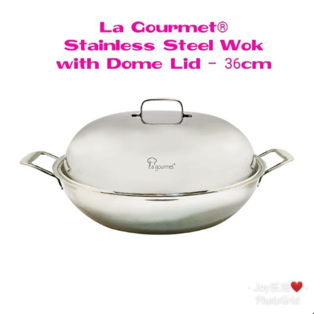 La Gourmet® Stainless Steel Wok with Dome Lid – 36cm | Shopee Malaysia