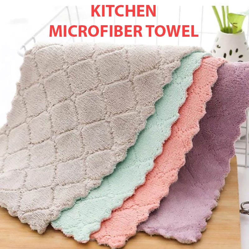 𝗫𝟮 𝗦𝗜𝗗𝗘𝗗 》 Microfiber Cloth Kitchen Oil Household Cleaning Cloth Wiping ...