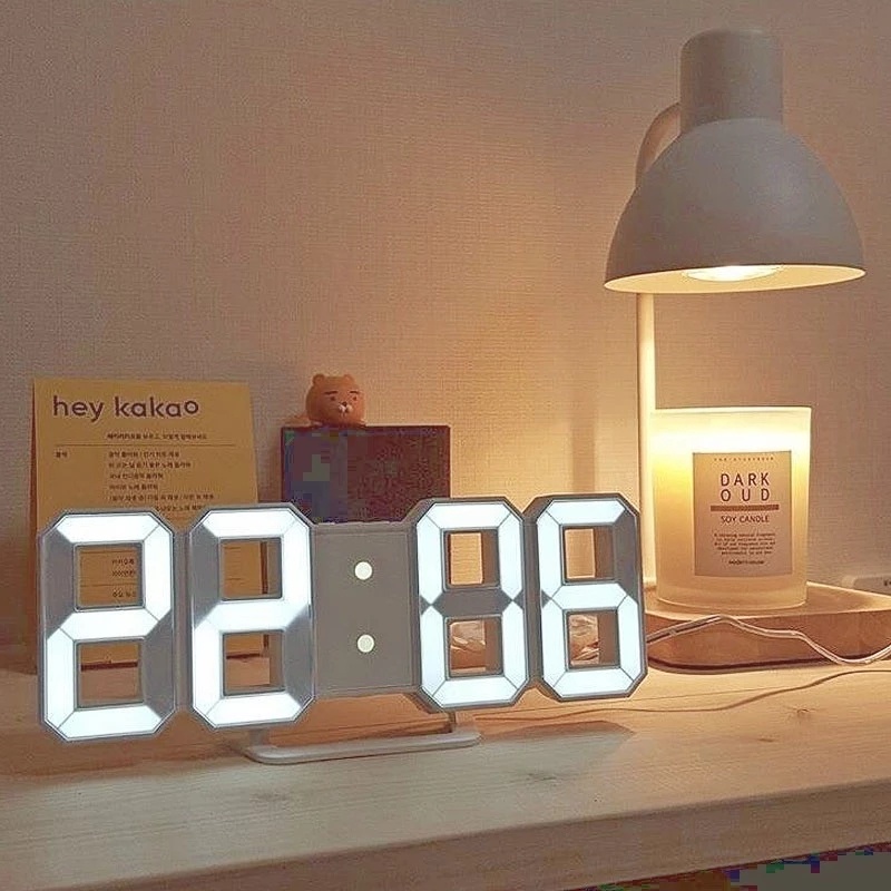 3D LED Digital Alarm Nordic Digital Wall Clocks Hanging Watch Snooze ...