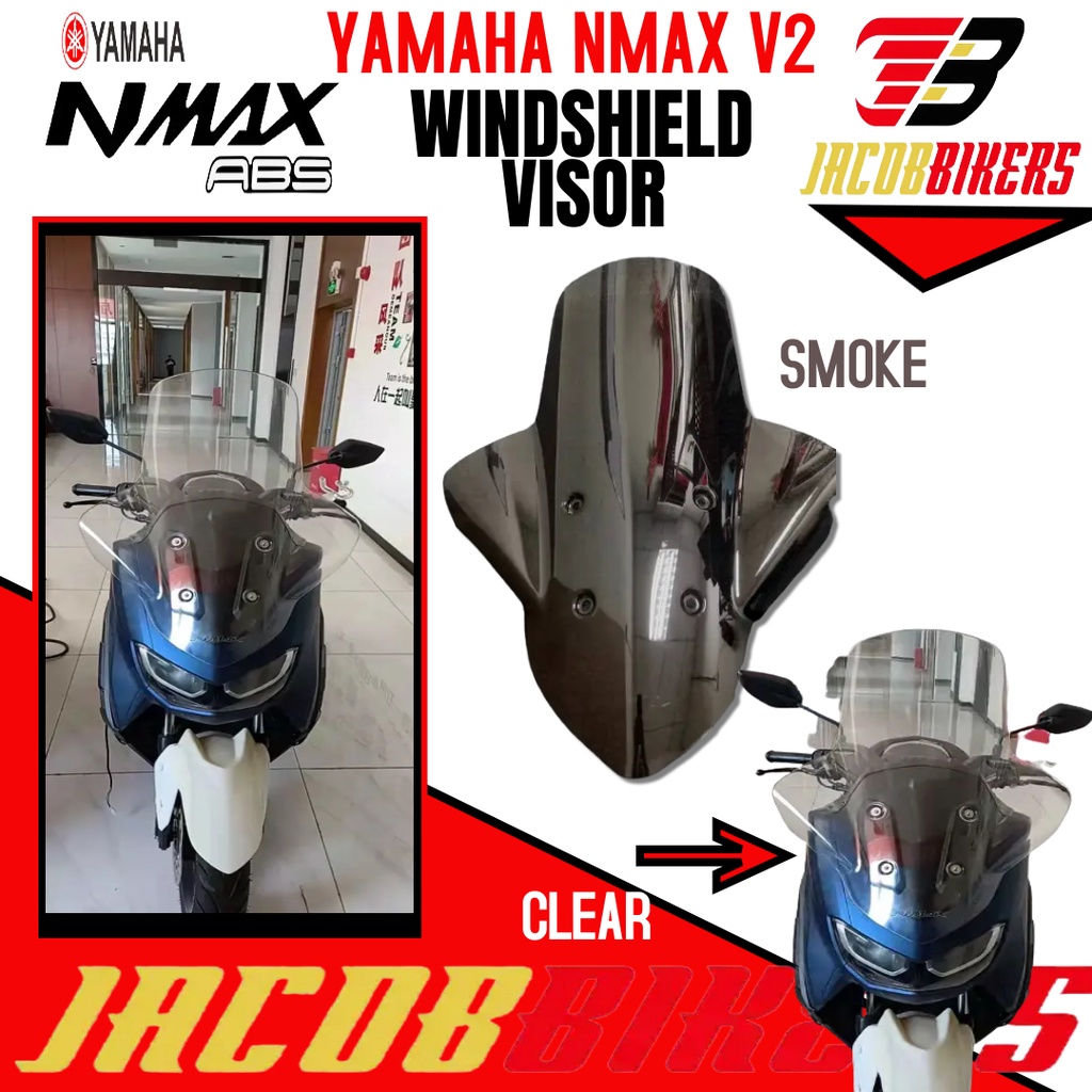 YAMAHA NMAX 155 2020-2022 V2 Windshield / Visor Type SMOKE CLEAR . | Shopee Malaysia