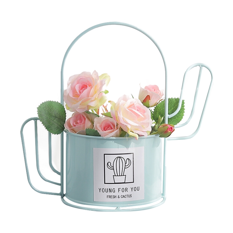 Iron Cactus Design Portable Succulents Plant Holder Display Vase Deco ...