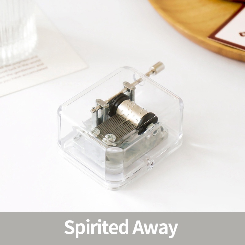 Transparent Music Box Gold Hand Cranked Note Music Box Play Birthday ...