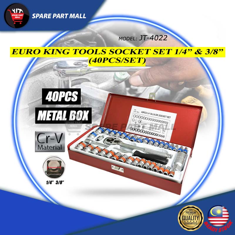 EURO KING TOOLS SOCKET SET 1/4" & 3/8" (40PCS/SET)(JT-4022) HEAVY DUTY ...