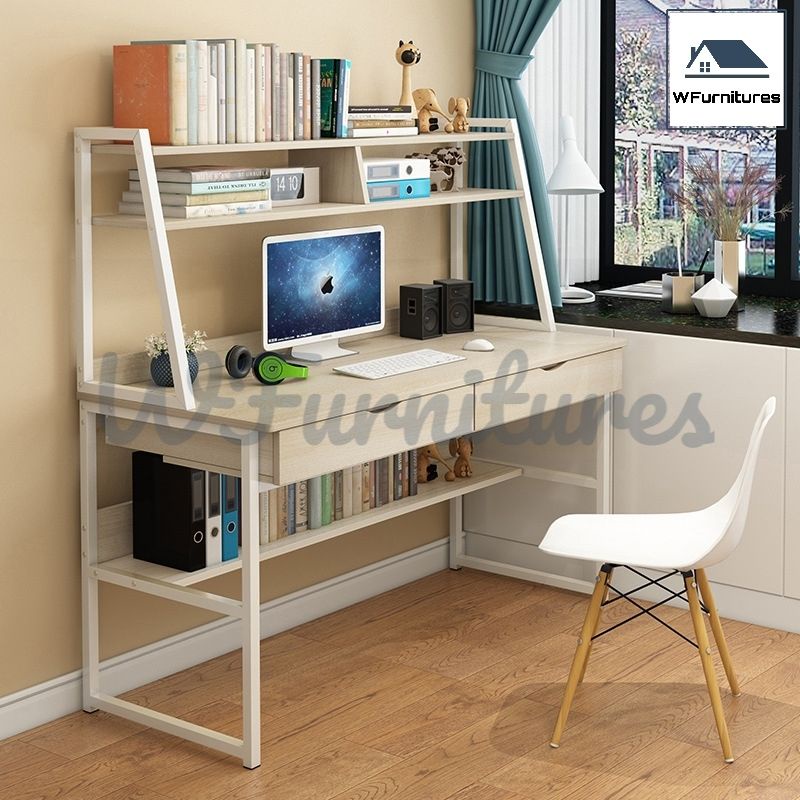 Classic Home Study Table Computer Desk With 2 Drawers (L120xW48xH139cm ...