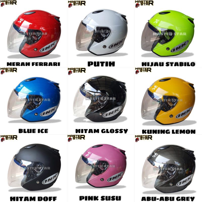 MERAH STABILO PUTIH HITAM HIJAU Helmet INK CENTRO SNI White Black Doff ...