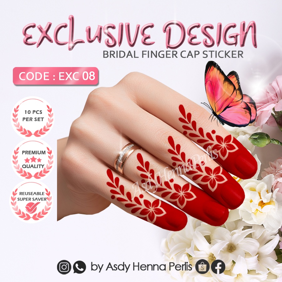 💕 SPECIAL💕 STICKER JARI Finger Cap Inai celup pengantin DIY henna ...
