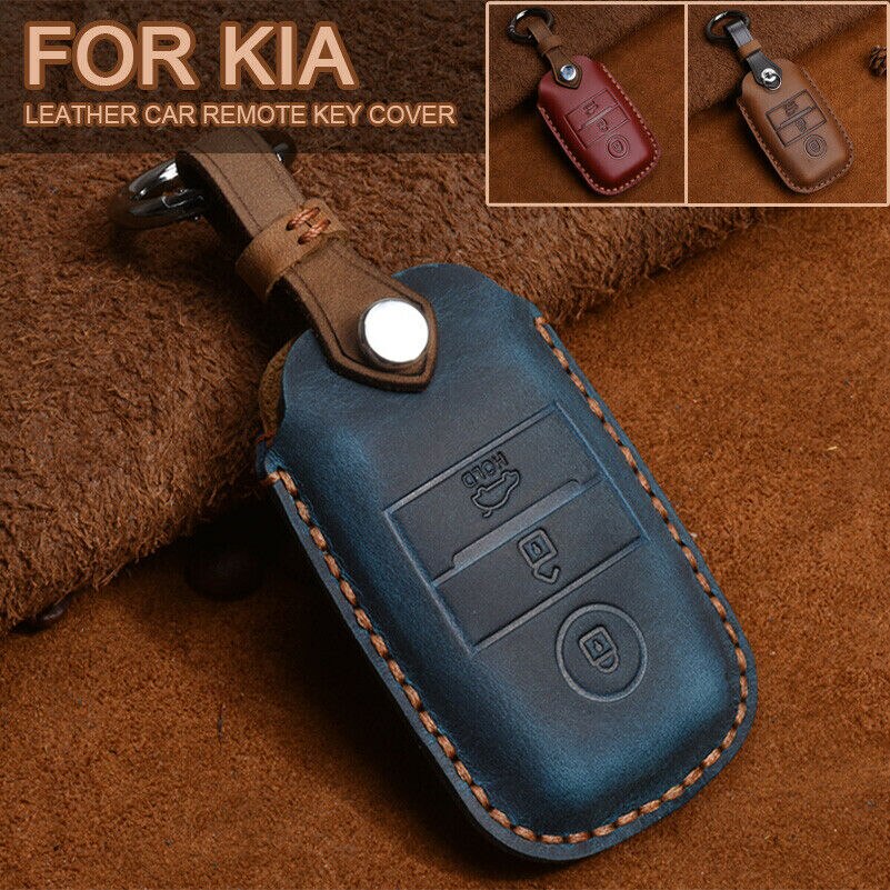 Leather Key Cover Case Remote Shell Fit For KIA Picanto Forte Niro ...