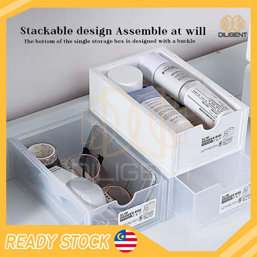 【D143】Kotak Penyimpanan Laci Tumpukan Ins Large Capacity Cosmetic ...