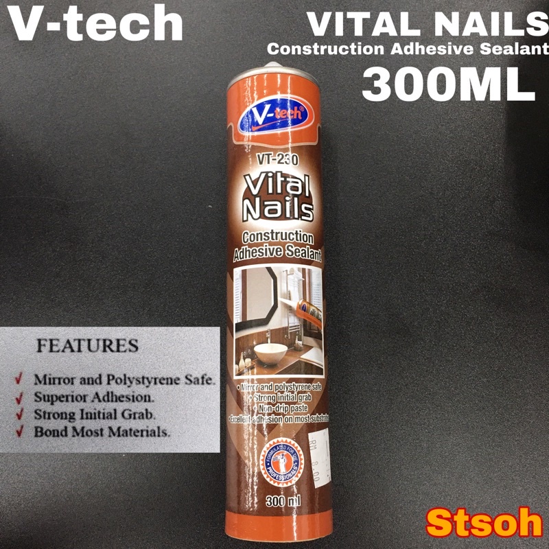 VT-230 Vital Nail Construction Adhesive Sealent Wood Glue for Gam Wainscoting [V-tech] | Shopee ...