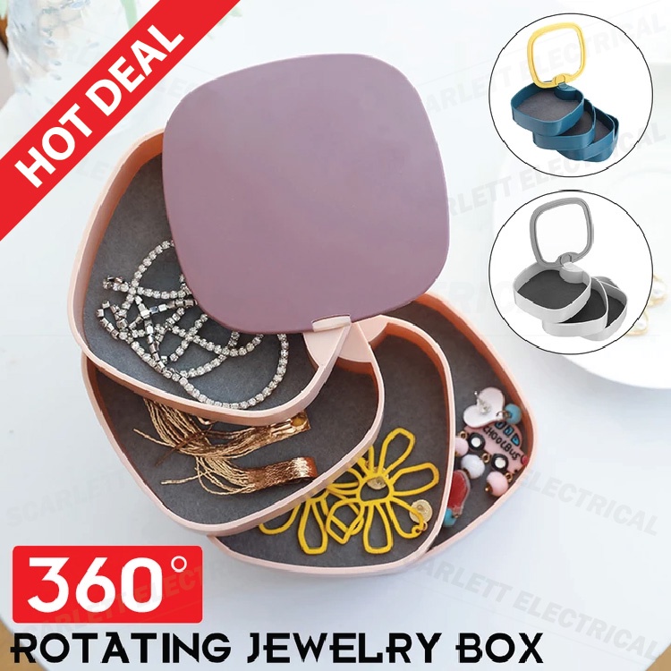 360° Rotating Jewelry Box 4 Layers Rotating Storage Box Organizer with ...
