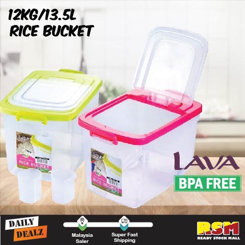 LAVA RCB694 Rice Bucket With Roller 13.5ltr / Bekas Beras Dengan Roda ...