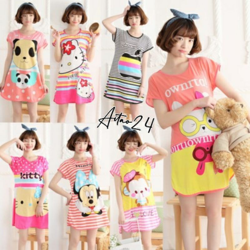 Thin elastic cartoon nightgown (random delivery) | Shopee Malaysia