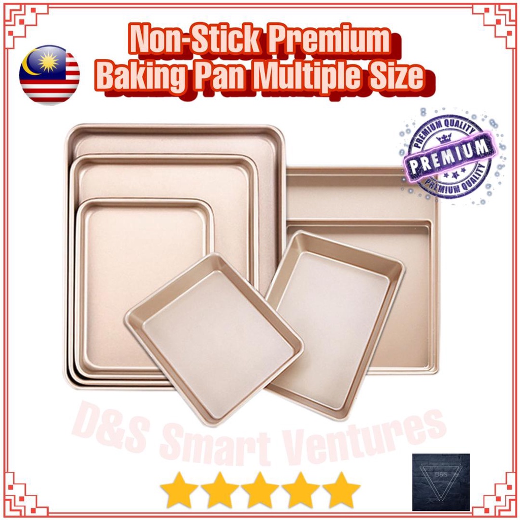 🇲🇾 D&S 22/28/32cm,8.5/11/12.5 inch Non-stick Gold Baking Pan Square Pan ...