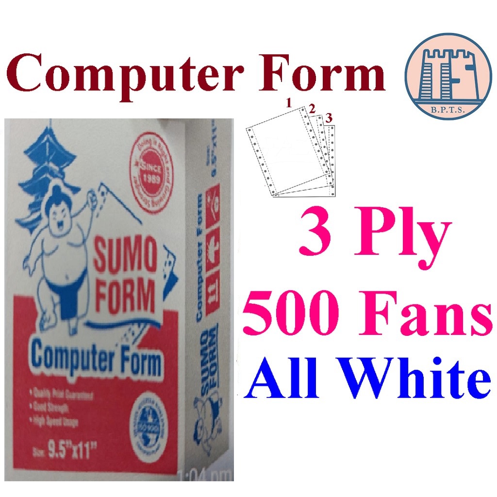 9.5 X 11 3 PLY NCR COMPUTER FORM ALL WHITE 500 FANS - AKIRA | Shopee ...