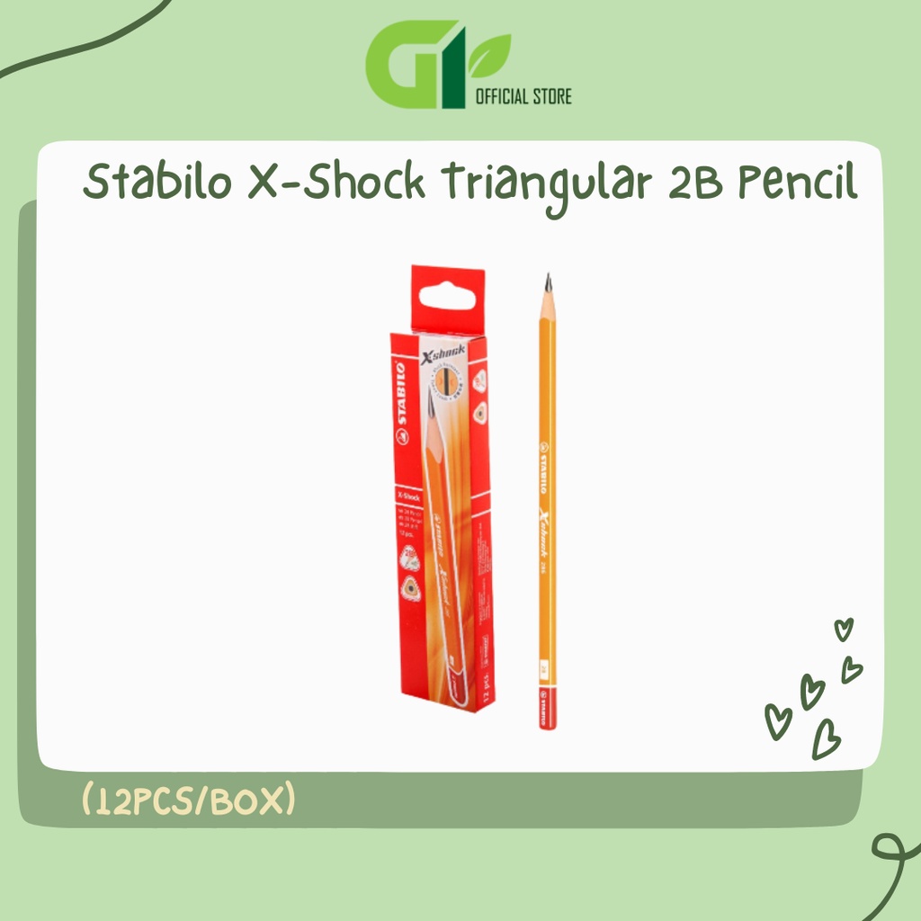 [GY Office] Stabilo X-Shock Triangular 2B Pencil - 12PCS/BOX | Shopee ...