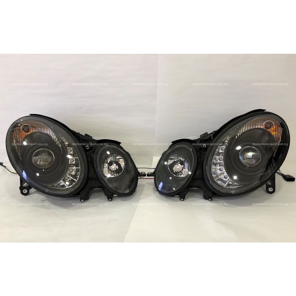Mercedes Benz W211 E Class Head Lamp Projector DRL Led 100% Taiwan 2002 ...