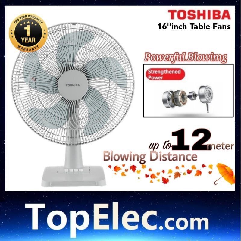 Toshiba 16" F-TSA20(G)MY Table Fan 5 Blades Kipas Meja Powerful Strong Speed table fan 16 inch ...