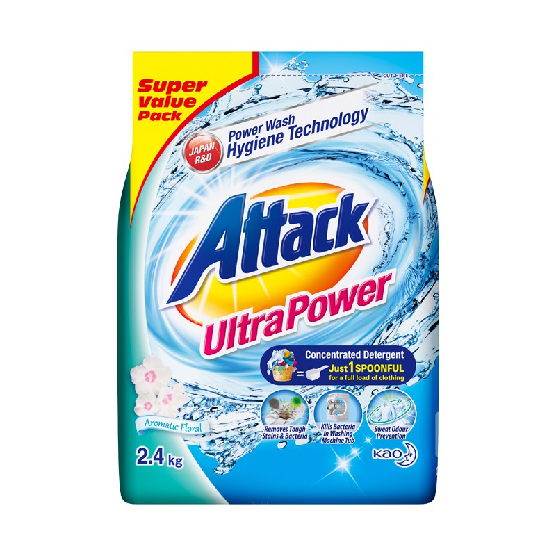 ATTACK Ultra Power Concentrate Detergent Powder (ATK) - 2.4kg | Shopee ...
