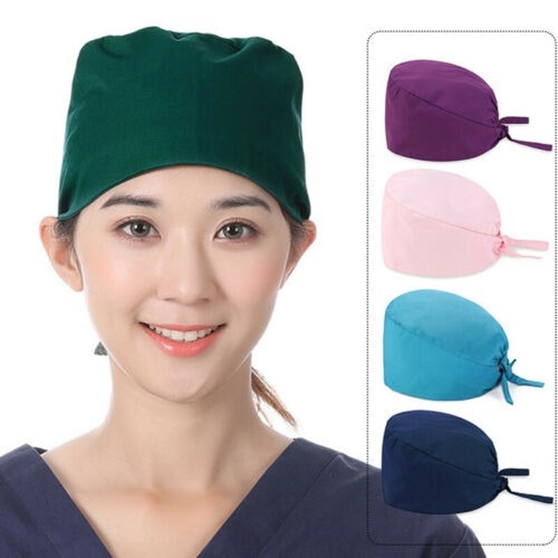 Unisex Surgery Scrub Hat Solid Color Doctor Nurse Dental Clinic Cap ...